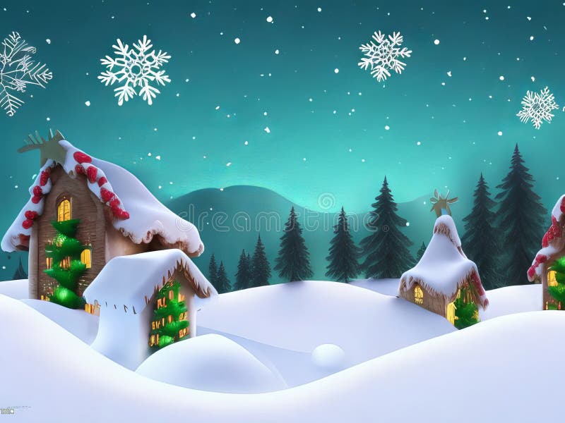 A 3D-rendered Background of a Snowy Setting for a Christmas Photograph ...