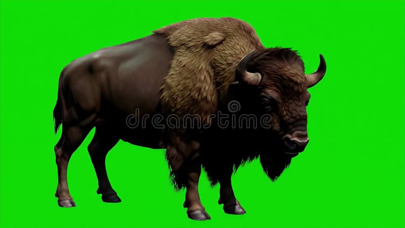 3D Rendered Bison Isolated on Green Screen for Chroma Key and Visual ...