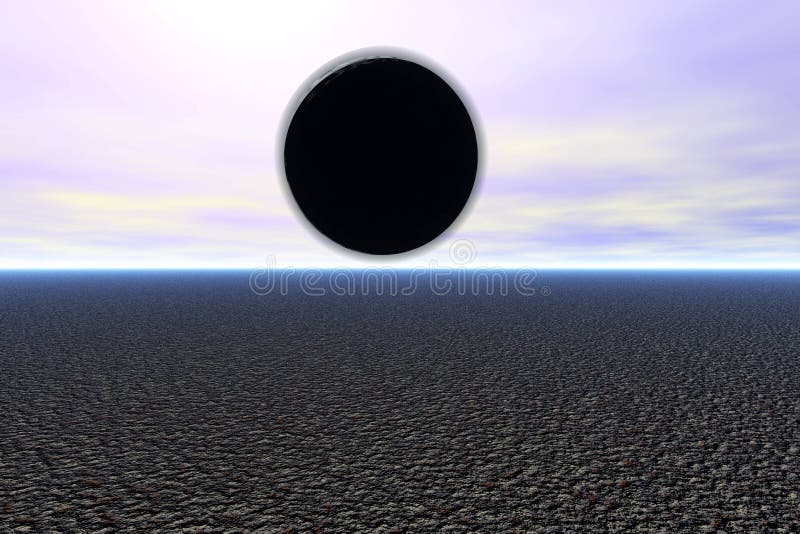 3d Rendered Black Moon Grey Bump Ground Surreal Scene Stock ...
