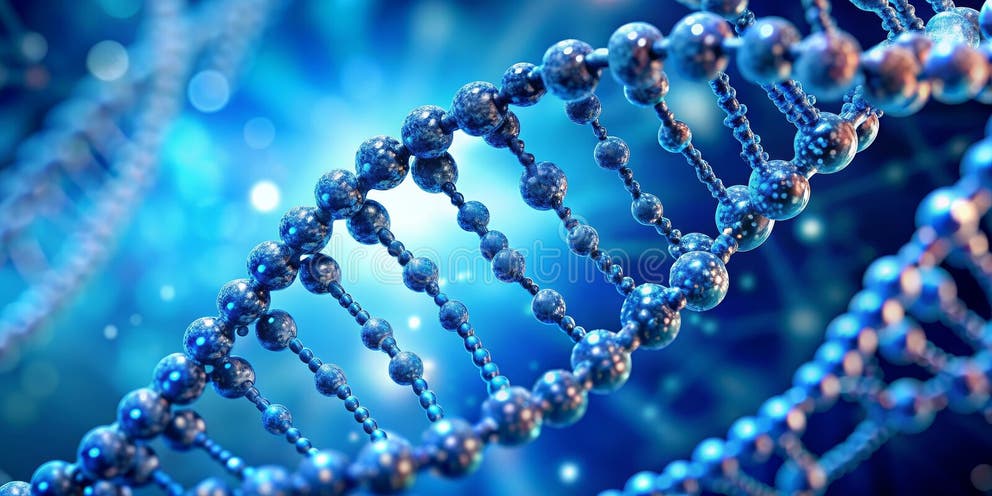 3D Rendered Blue DNA Double Helix, Abstract, Science, Biology, Genetic ...