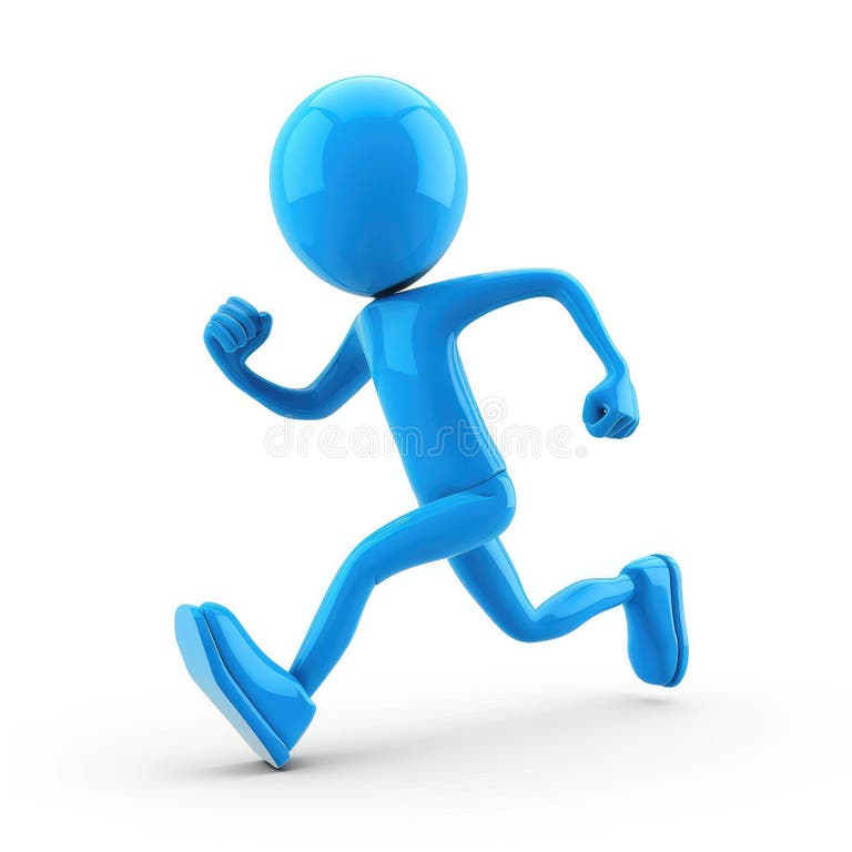 Dynamic Blue 3D Running Man Character, Full Sprint Action Pose Stock ...
