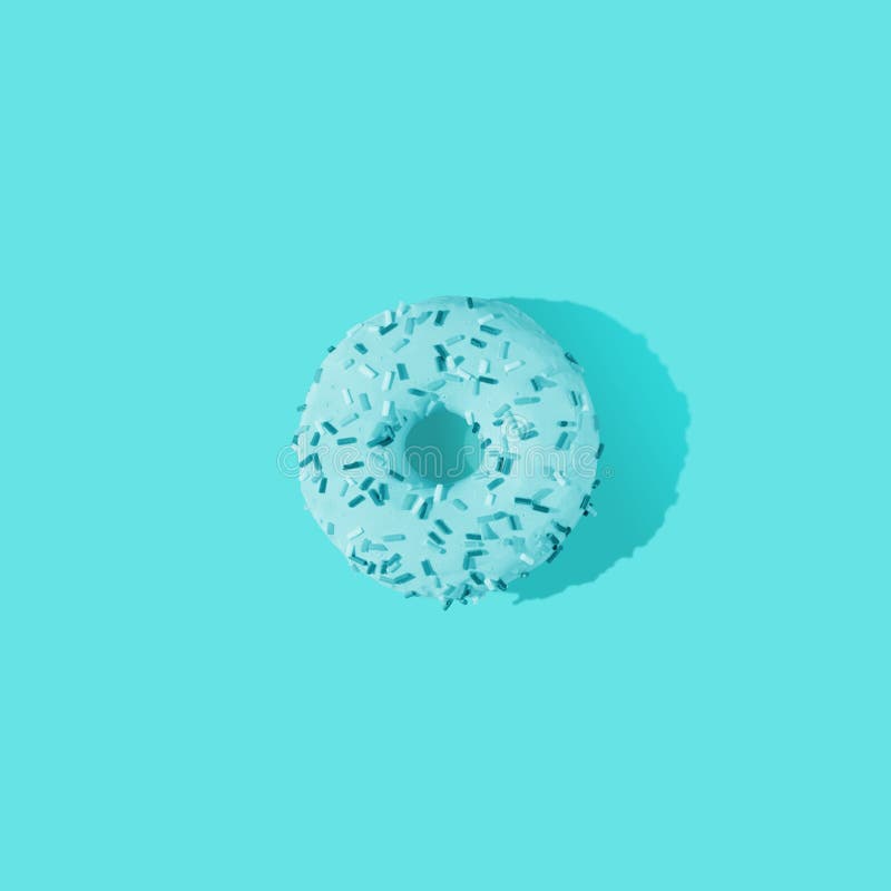 3D Rendered Blue Glazed Donut on the Bright Blue Background Stock ...