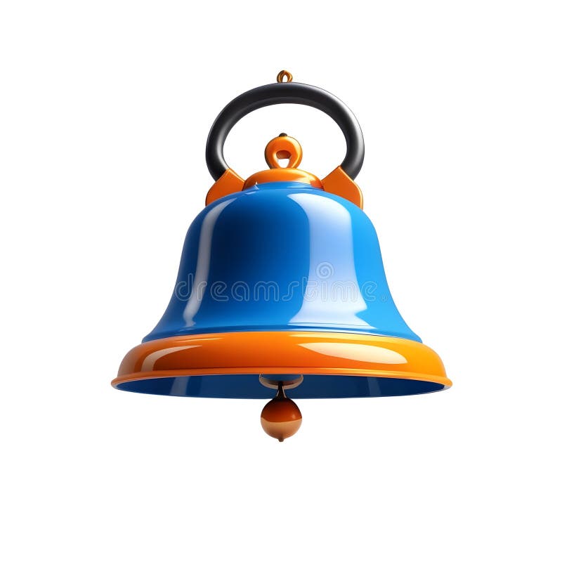 3D Rendered Blue and Orange Bell with Shiny Finish and White Background ...