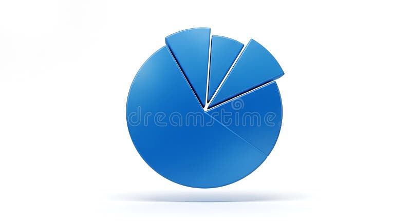 A 3D Rendered Blue Pie Chart on a White Background. the Chart Features ...