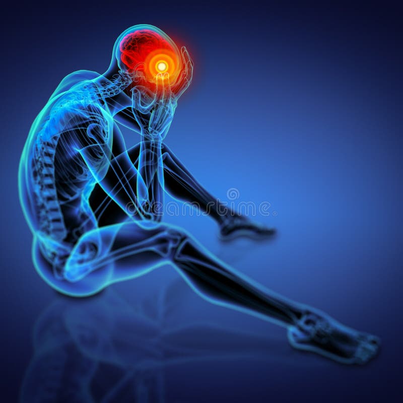 3d Rendered Blue Skeleton of a Sitting Stock Illustration ...