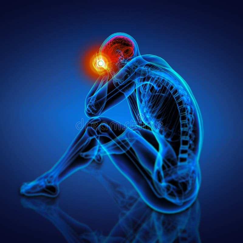 3d Rendered Blue Skeleton of a Sitting Stock Illustration ...