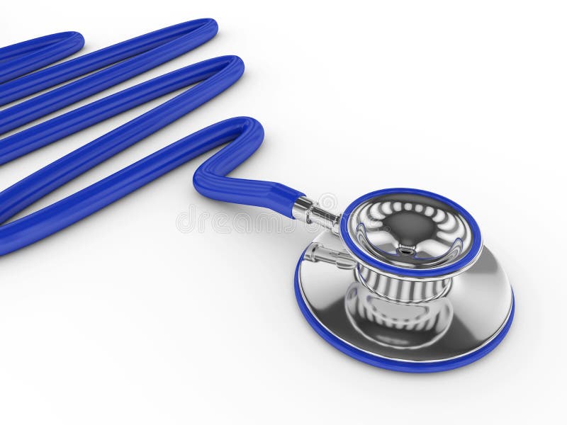 3d Rendered Blue Stethoscope Isolated Over White Stock Illustration ...