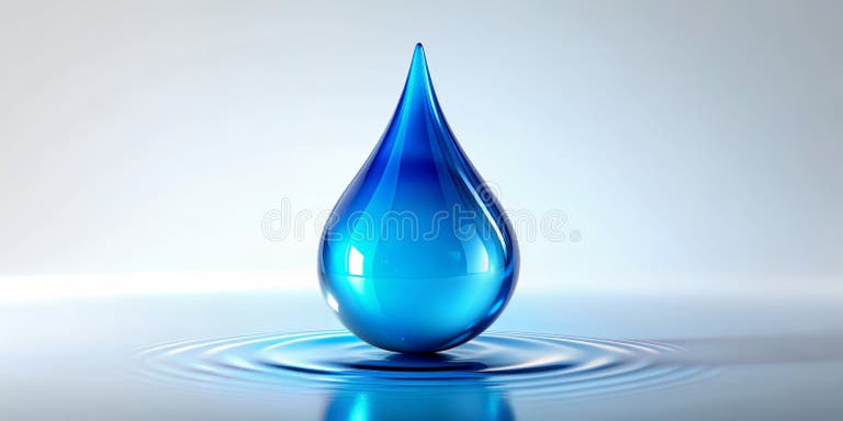 3D Rendered Blue Water Drop with Ripples, 3d Rendering, Water Drop ...