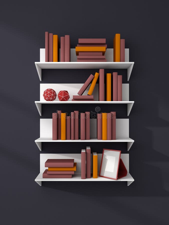 3d rendered bookshelves stock image. Image of luxurious - 61994721