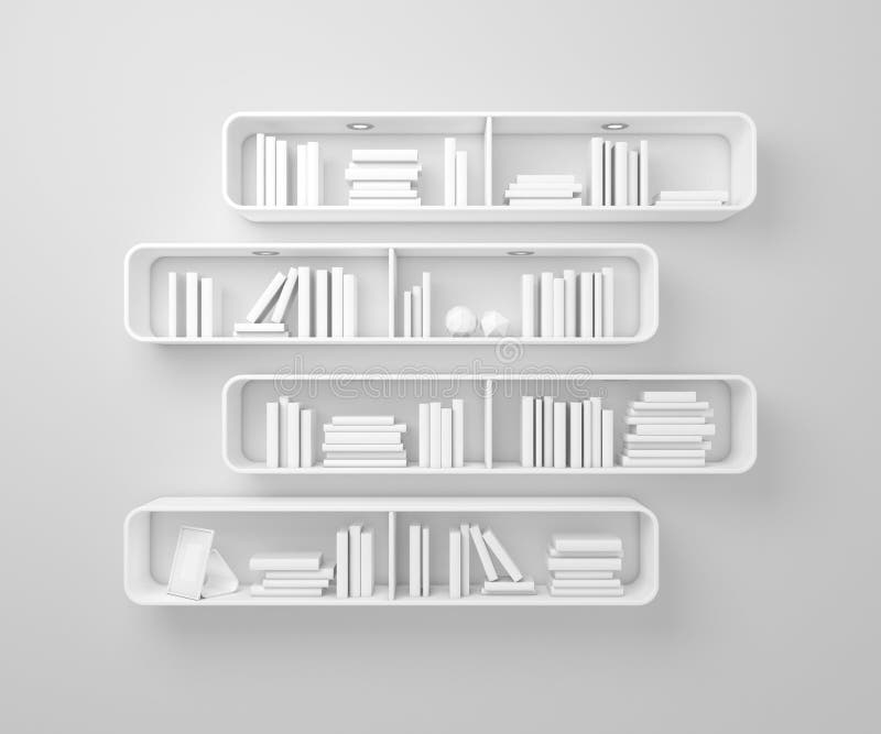 3d rendered bookshelves stock photo. Image of interior - 61995250