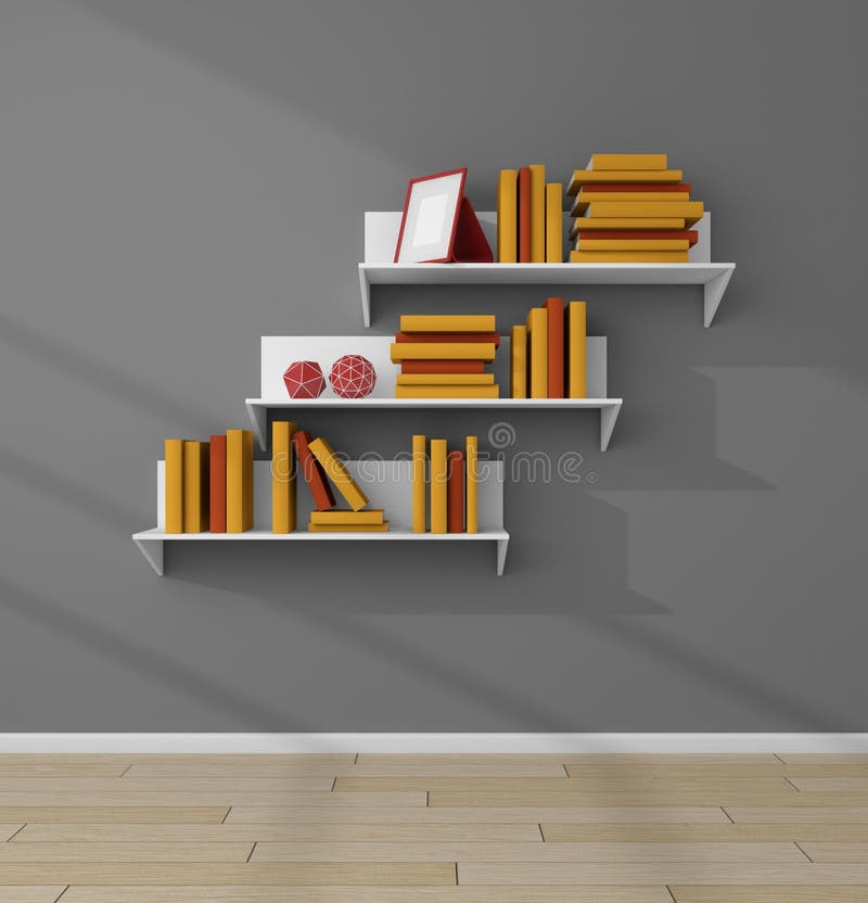 3d rendered bookshelves stock illustration. Illustration of book - 63778167