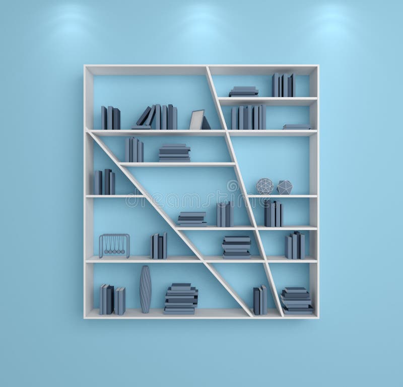 3d rendered bookshelves stock illustration. Illustration of horizontal ...
