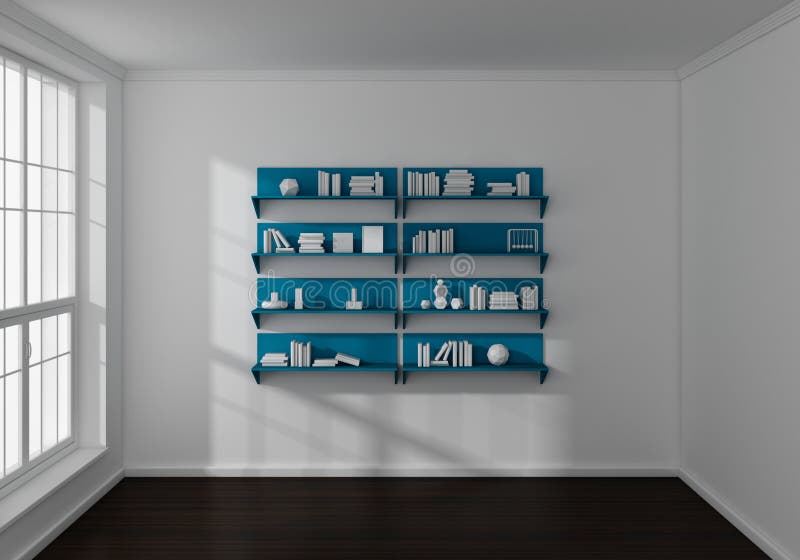 3d rendered bookshelves stock illustration. Illustration of stylish ...