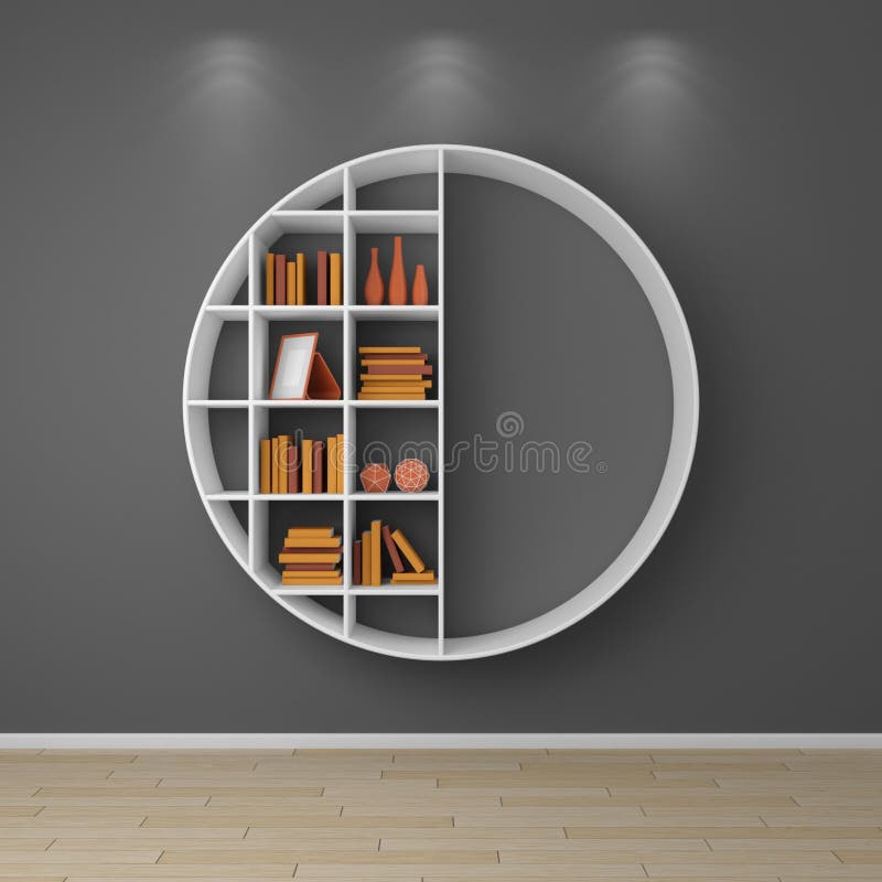 3d rendered bookshelves. stock illustration. Illustration of decoration ...