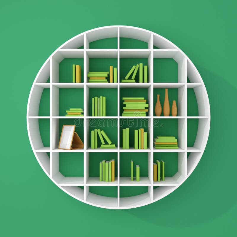 3d rendered bookshelves. stock illustration. Illustration of indoor ...