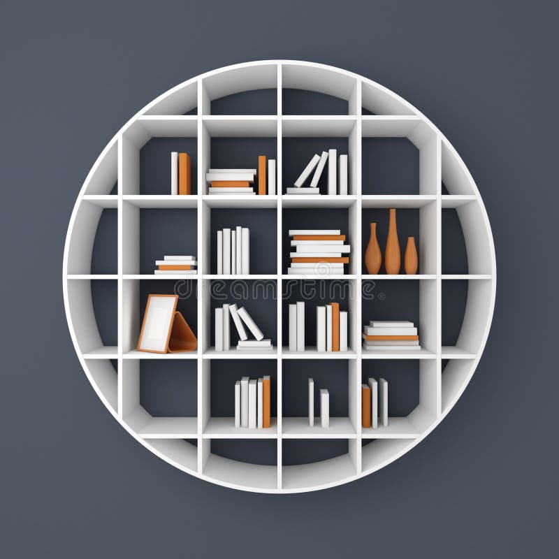 3d rendered bookshelves. stock illustration. Illustration of bookshelf ...