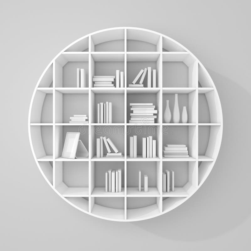 3d rendered bookshelves stock illustration. Illustration of ...