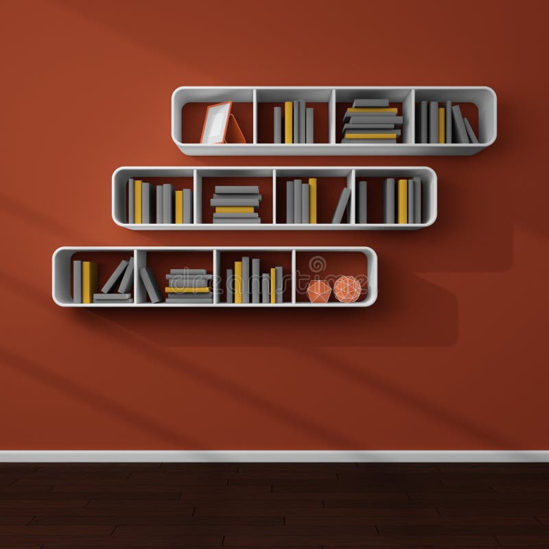 3d rendered bookshelves. stock illustration. Illustration of decor ...