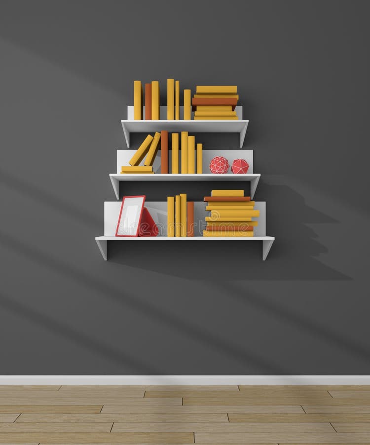 3d rendered bookshelves stock illustration. Illustration of luxurious ...