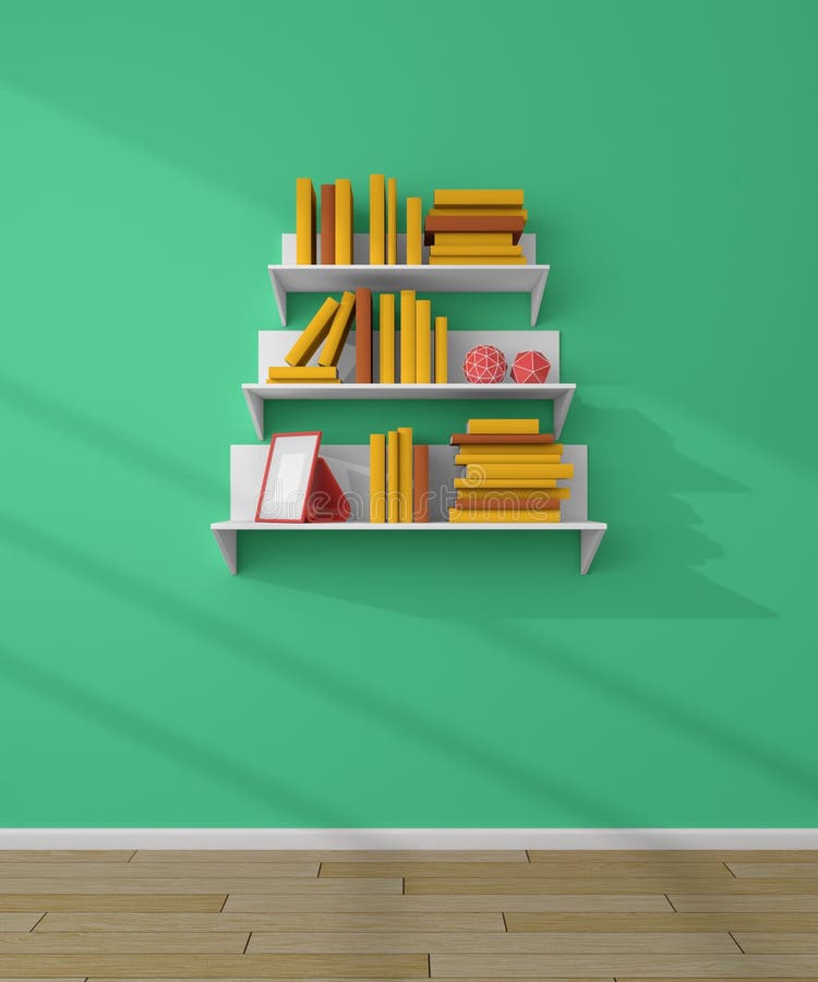 3d rendered bookshelves. stock image. Image of furniture - 71805765