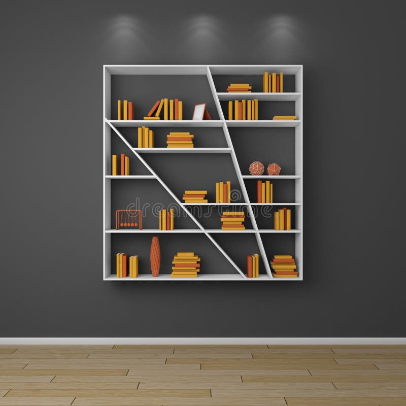 3d rendered bookshelves. stock illustration. Illustration of indoor ...