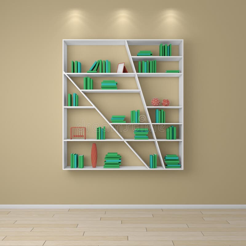 3d rendered bookshelves. stock photo. Image of render - 75991548
