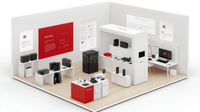 3D Render of an Office Tech Company Expo Booth with Products Bring ...