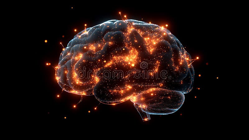 3d Rendered Brain Connected Network Stock Illustration - Illustration ...