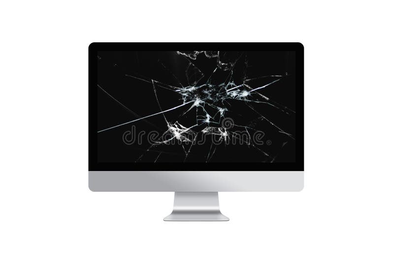 3D Rendered Broken Screen Computer - Cracked Screen Monitor Stock ...