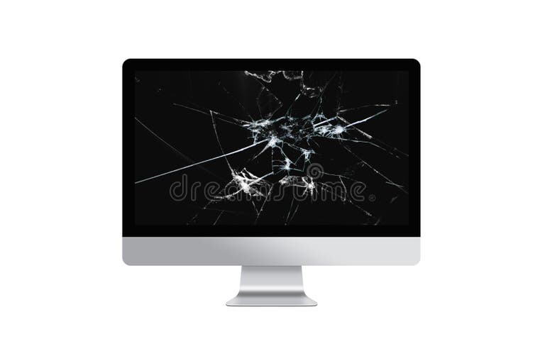 3D Rendered Broken Screen Computer - Cracked Screen Monitor Stock ...