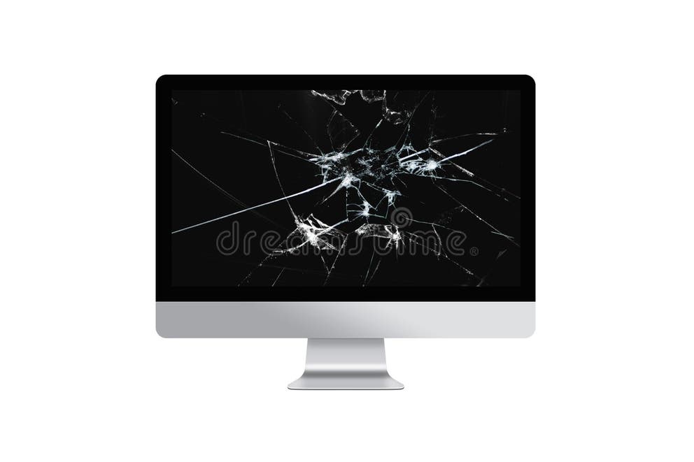 3D Rendered Broken Screen Computer - Cracked Screen Monitor Stock ...