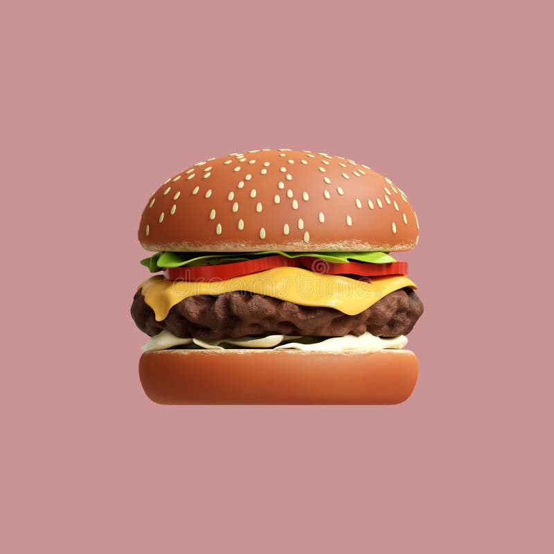3d Rendered Burger Object Illustration Stock Illustration ...