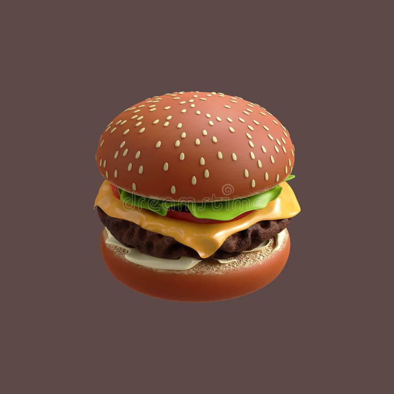 3d Rendered Burger Object Illustration Stock Illustration ...