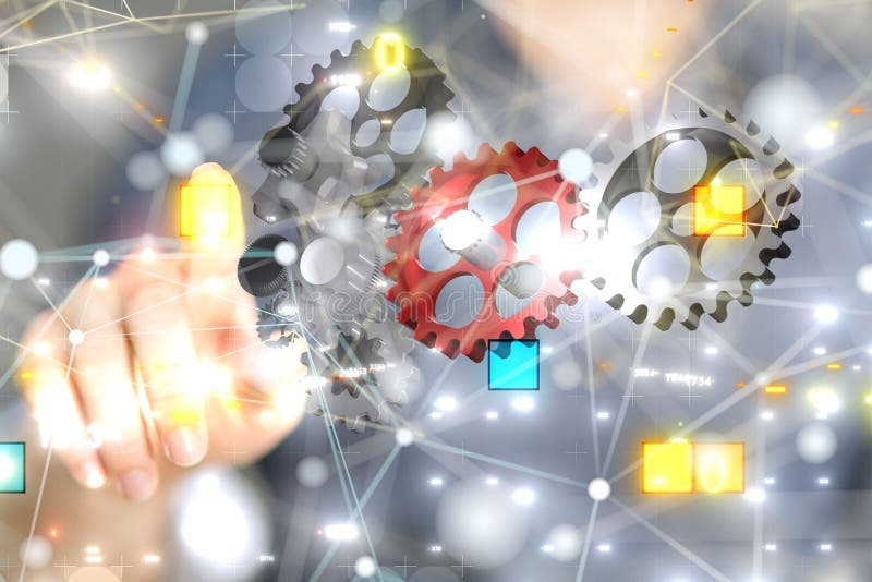 3D Rendered Car Gear System Hovering in Mans Hand Stock Photo - Image ...