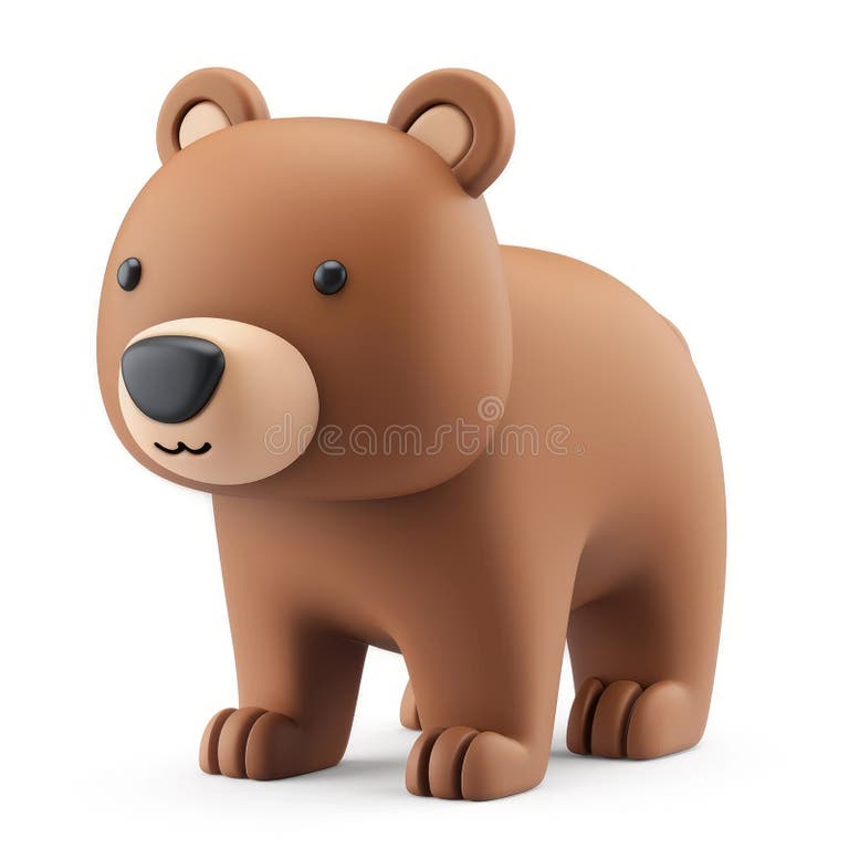 Adorable 3D Brown Bear Cub Cartoon Character, Standing Pose Stock ...