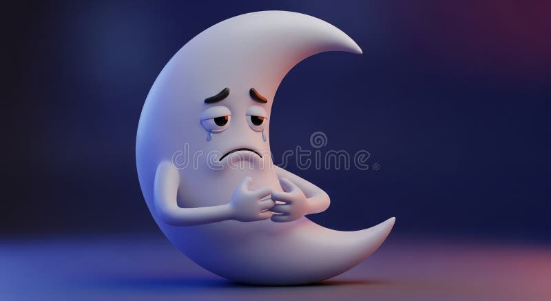 Crying moon stock vector. Illustration of moon, vector - 48434758