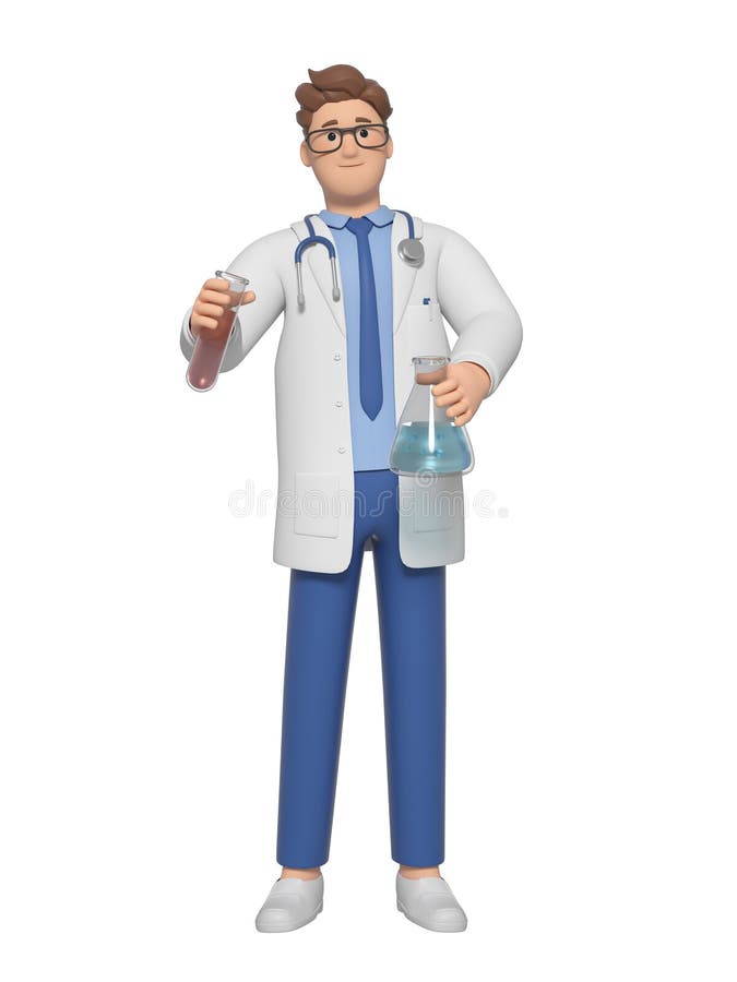 3D Rendered Cartoon Doctor Character Stock Illustration - Illustration ...