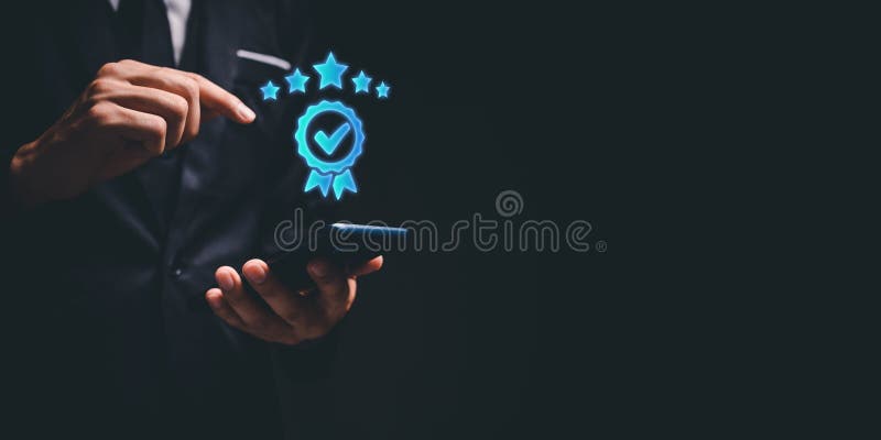 3D Rendered Check Logo Hovering in Mans Hand Stock Photo - Image of ...