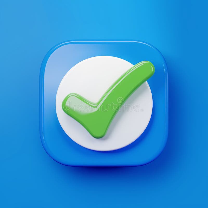 3D rendered checkmark icon stock illustration. Illustration of emotion ...
