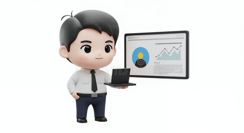 3D Rendered Chibi Korean Male Software Quality Assurance Engineer ...