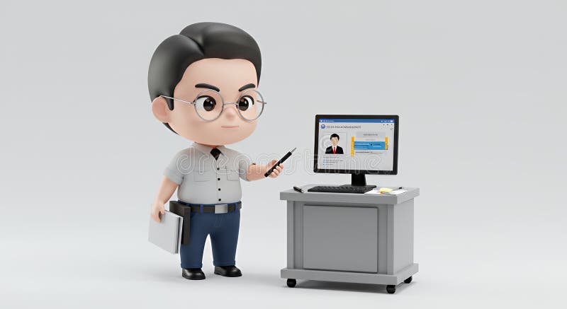Playful 3D Rendered Chibi Korean Male Mechanical Engineer Presentation ...