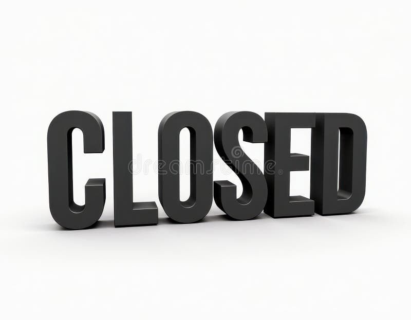 3D-rendered Closed Sign in Dark Gray with a Plain White Background ...