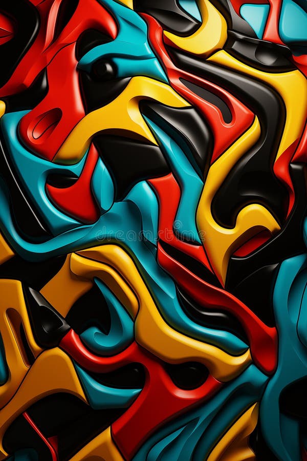 3d Rendered Colourful Organic Pattern Wallpaper Stock Illustration ...