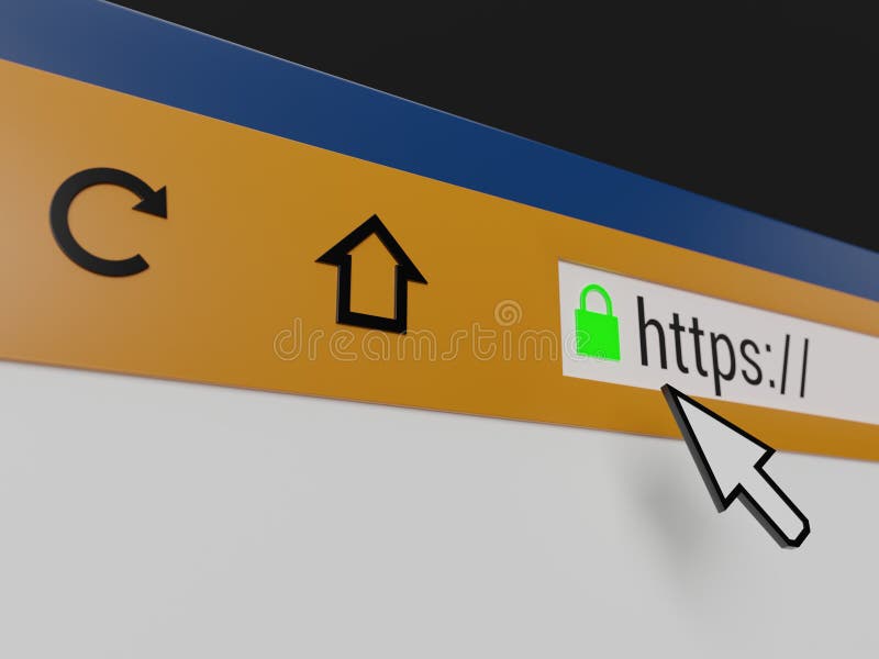 3D Rendered Concept Illustration of a Web Browser with Secure ...