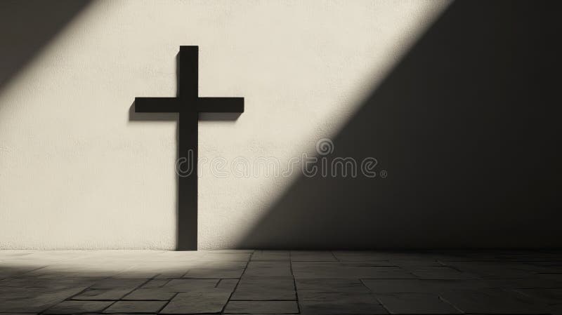 3d Rendered Concept of Religion Featuring Cross Shadow on the Wall for ...