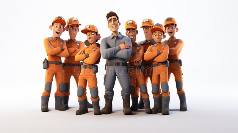 3D Rendered Construction Crew and Supervisor. Generative AI Stock ...