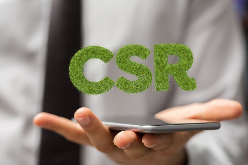 3D Rendered of a CSR Text Hovering in Mans Hand Stock Illustration ...