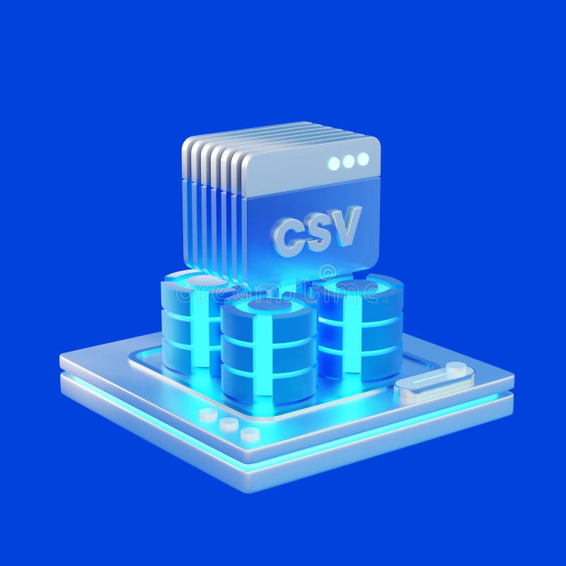 A 3d Rendered Csv File Icon Positioned Over A Database Server Stock Illustration Illustration