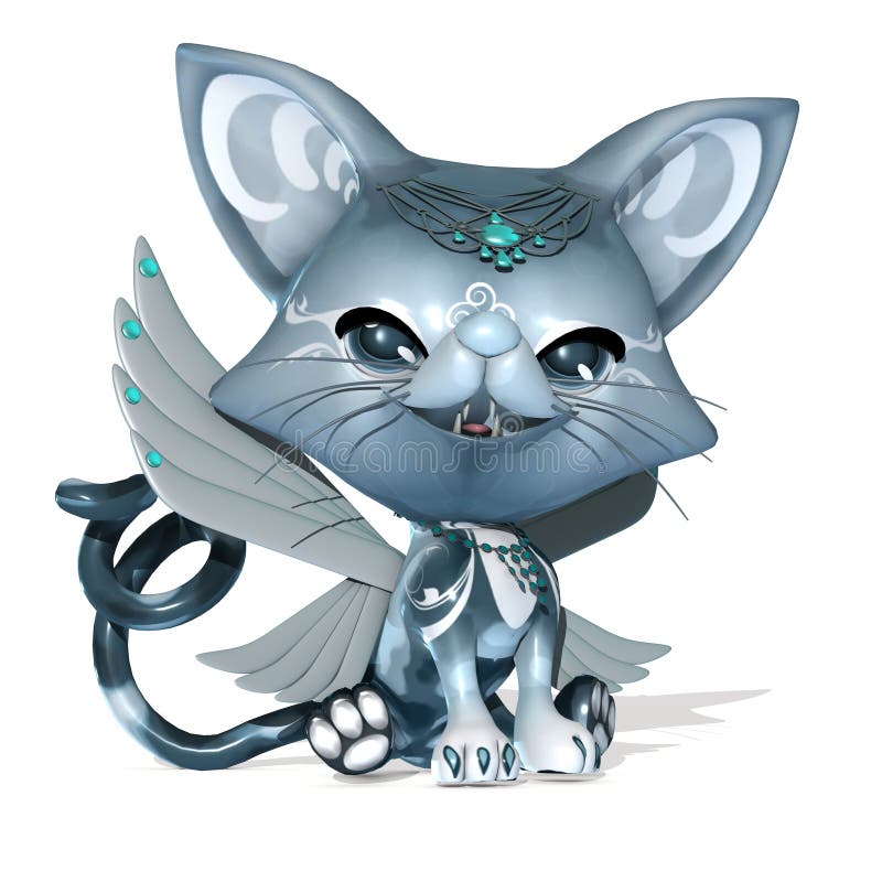 3D Rendered Cute Fantasy Pet on White Stock Illustration - Illustration ...