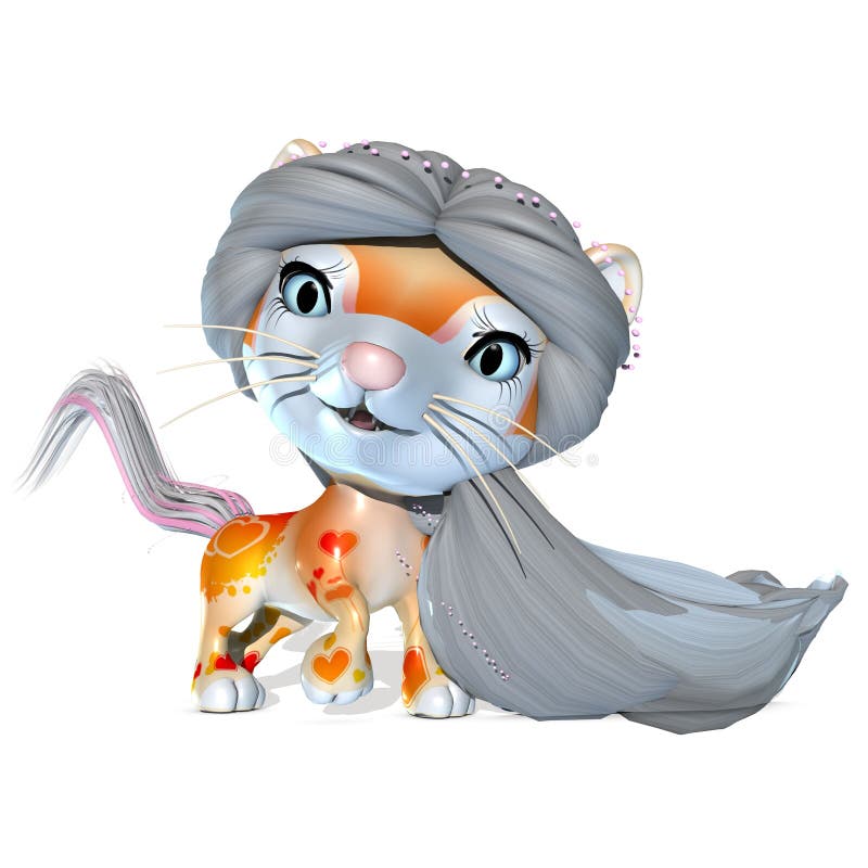 3D Rendered Cute Fantasy Pet on White Stock Illustration - Illustration ...